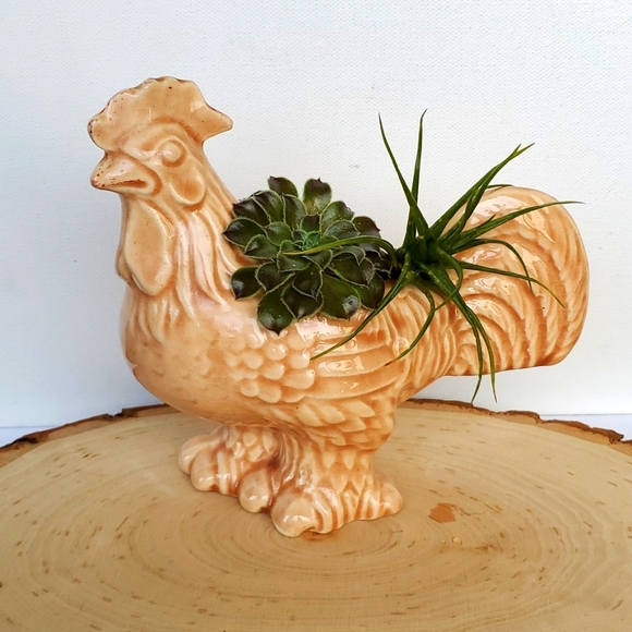 Vintage | Accents | Vintage Glazed Ceramic Rooster Planter Small | Poshmark